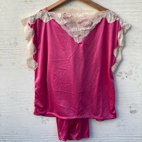 Vintage | Intimates & Sleepwear | Vintage Pink Lace Lounge Pajama Set ...